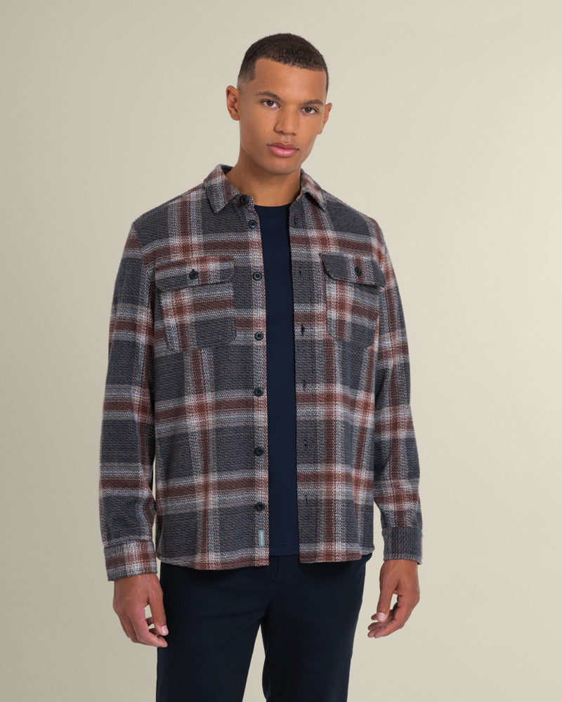 Larsson & Co Men’s Skagen Multi Check Jersey Casual Overshirt