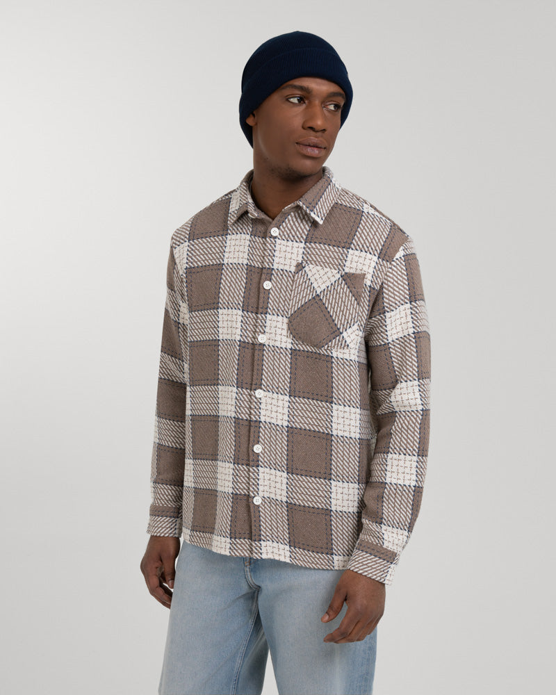 Larsson & Co Men's Light Brown & Cream Check Overshirt